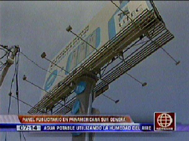 Lima: Panel publicitario ubicado en Panamericana sur genera agua ...