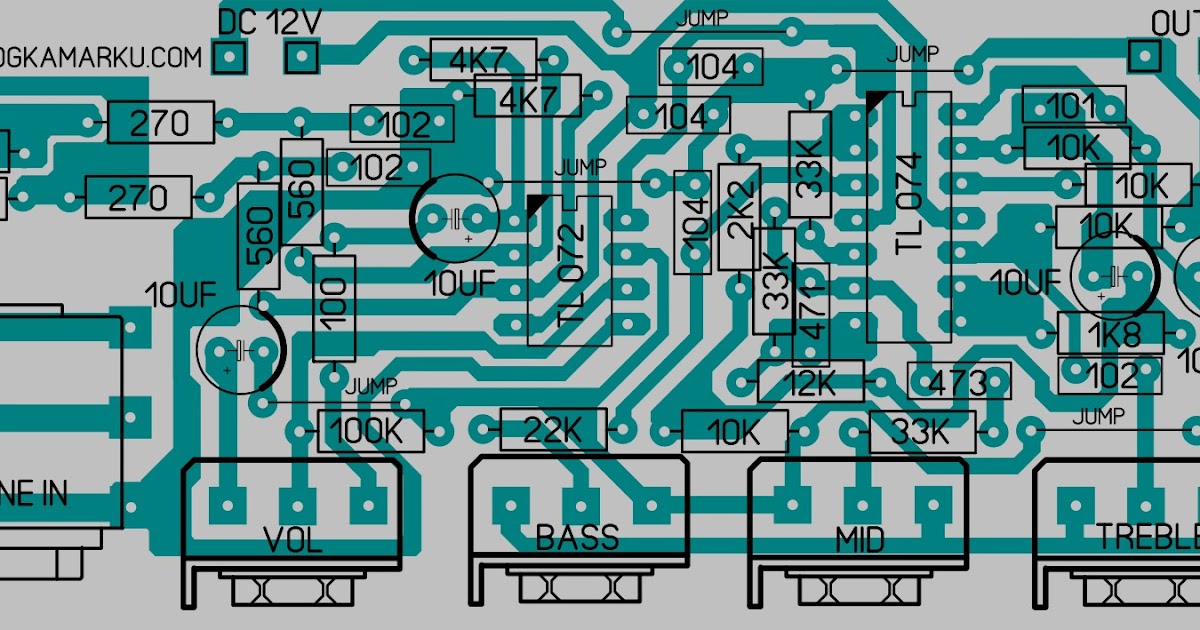 Tren Gaya Pcb Tone Control, Skema Pcb