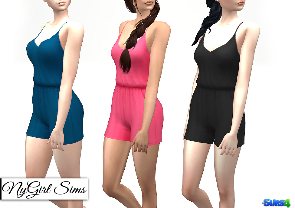 NyGirl Sims 4: Open Back Pocket Romper in Solids
