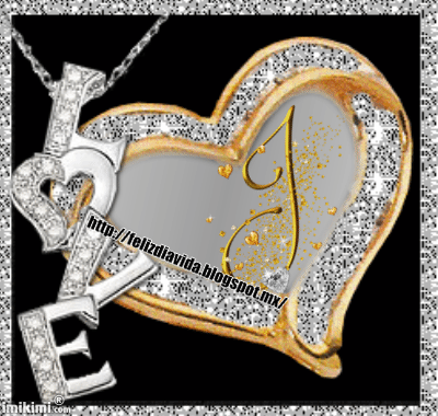 Iniciales Nombres y Más: Corazón brillante con iniciales J a la R