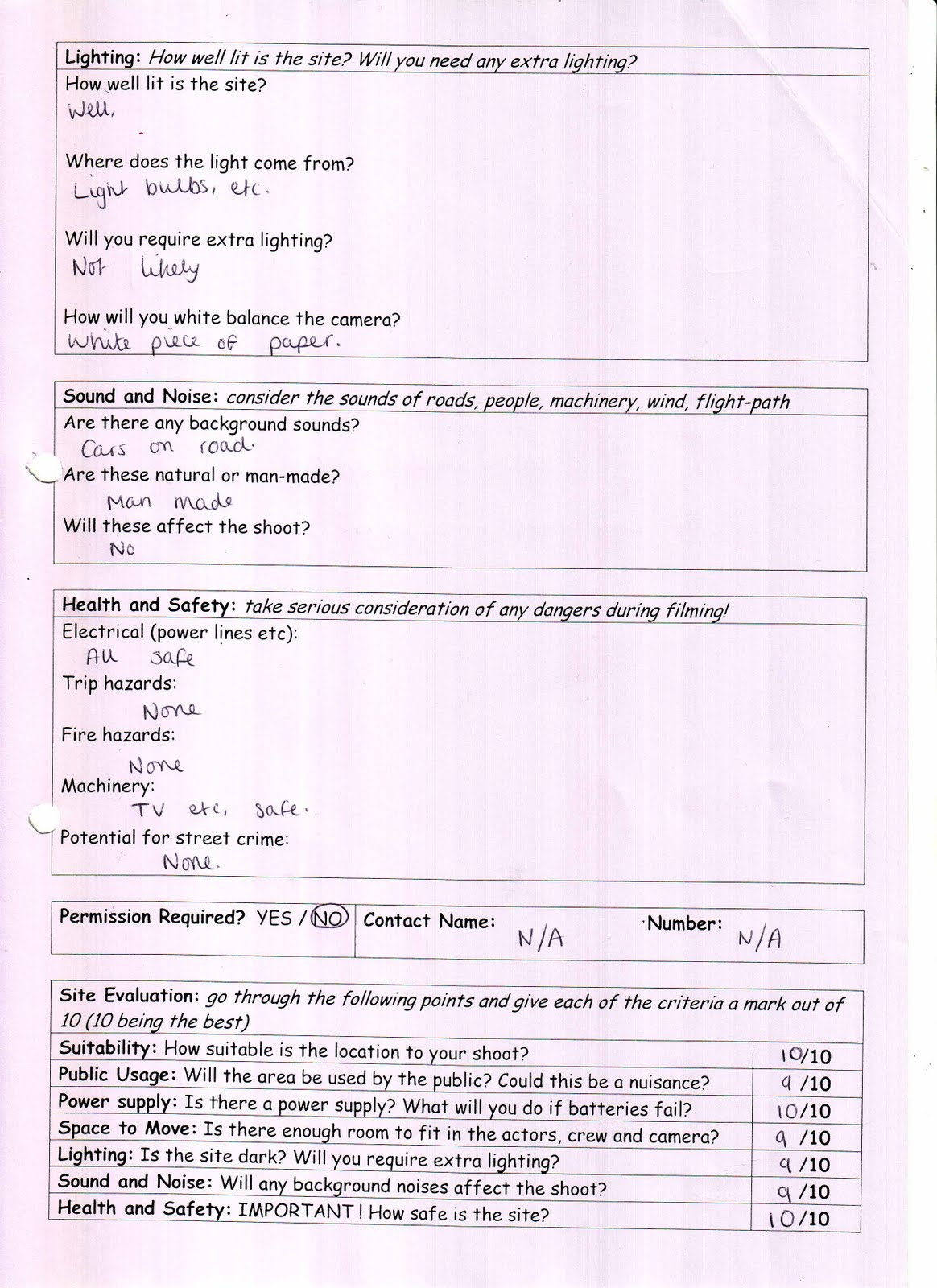 Foundation Portfolio: Recce Sheets.