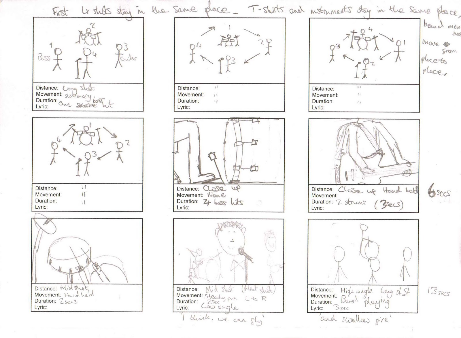 Group 1 Production (A2 Music Video): [MP] Initial Storyboarding