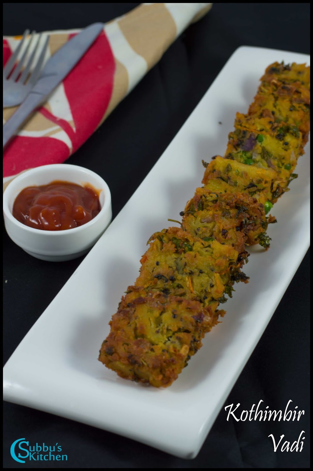 Kothimbir Vadi Recipe | Crispy Coriander Vadi Recipe - Subbus Kitchen