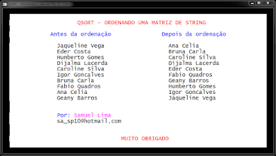 Samuel Lima - Programador C/C++ : Qsort - ordenando uma matriz de string
