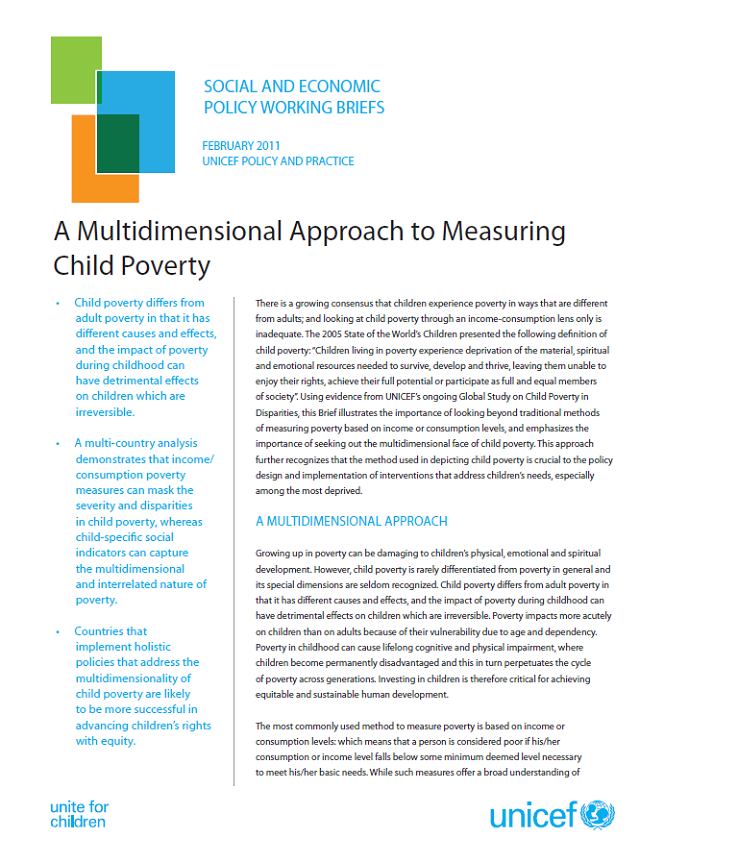 Child Poverty: A Multidimensional Approach to Measuring Child Poverty
