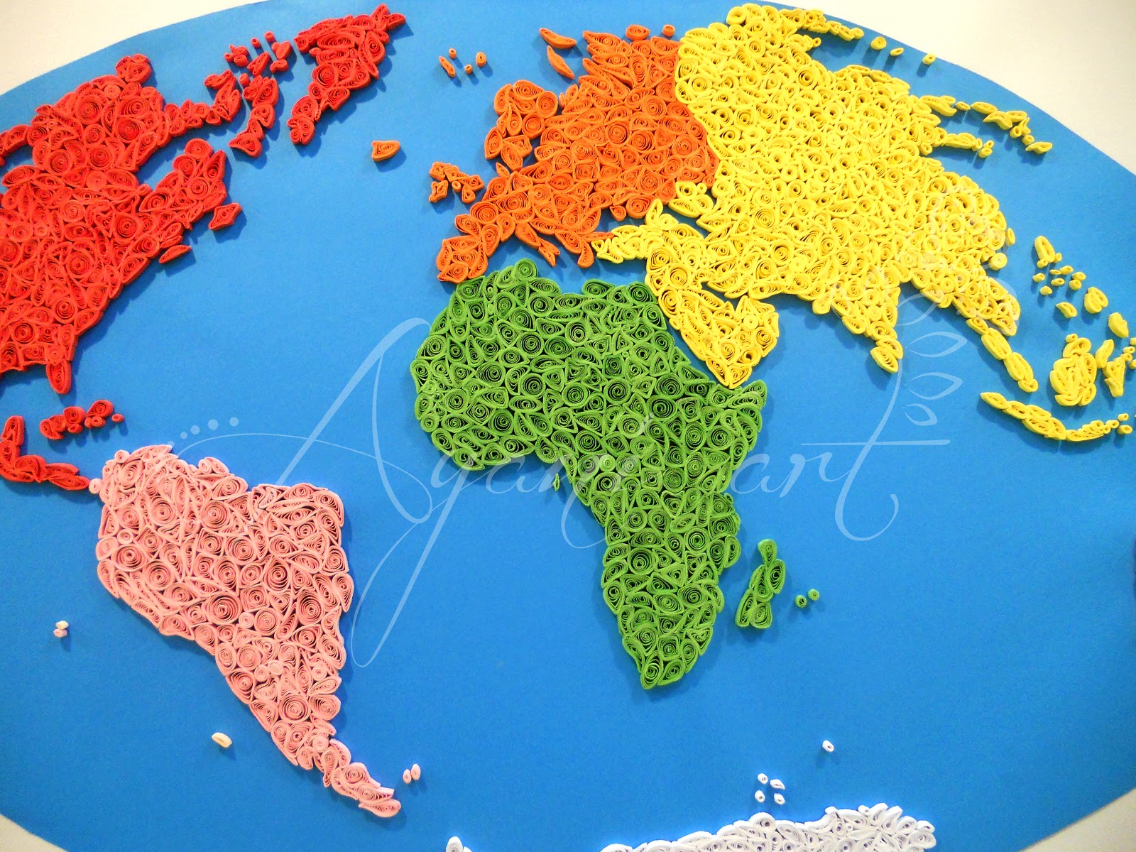 Ayani art: Quilled world map 60/80 cm
