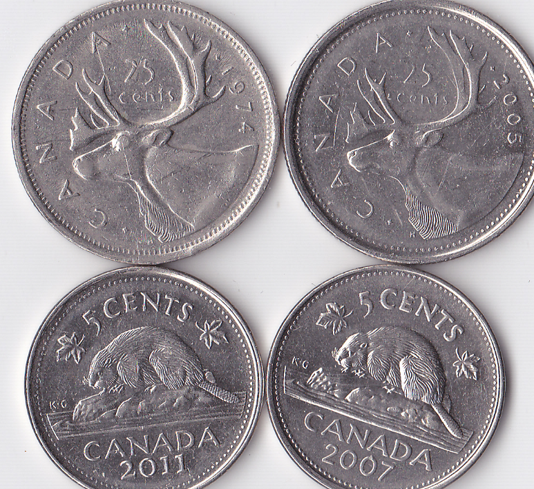 Old Coin Roll Hunting: Two Canadian Quarters And Two Canadian Nickles I ...