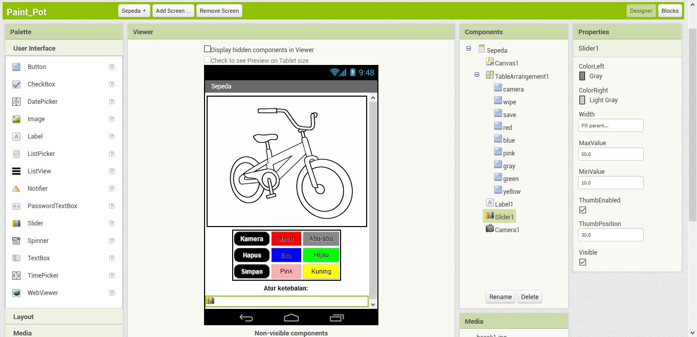 Tutorial pembuatan aplikasi "Paint Pot" menggunakan App Inventor 2 ~ Noviani Share
