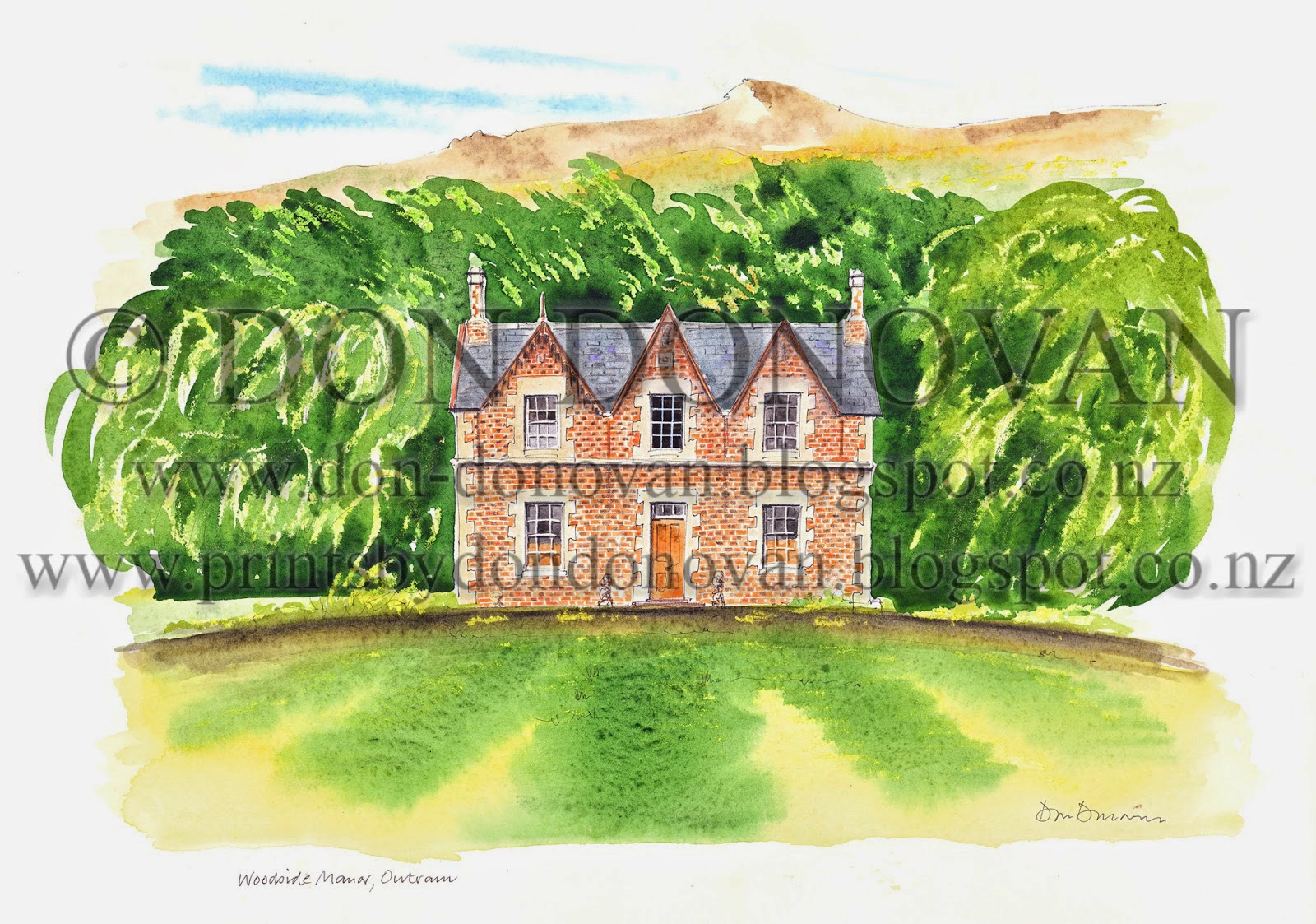 Don Donovan's World: Prints For Sale: Woodside Manor, Outram, Taieri Plain