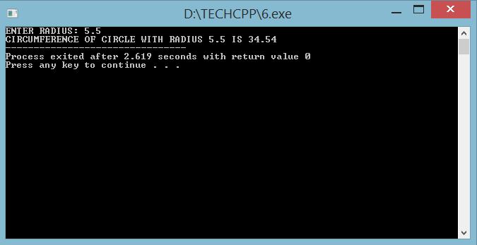 C Program To Calculate Circumference Of A Circle Devcppgcc Techcpp