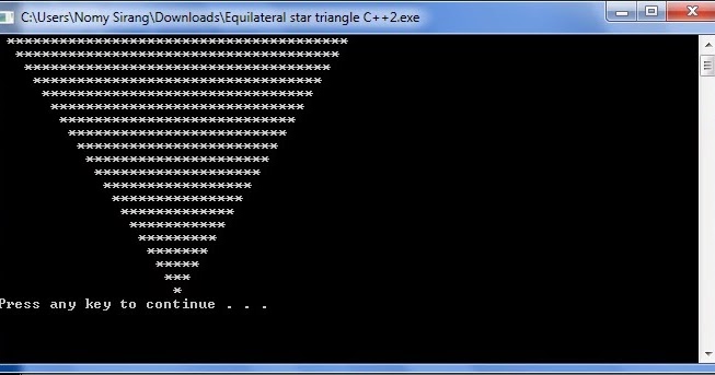 C++ Program to Print Equilateral Star Triangle ~ The Complete Code