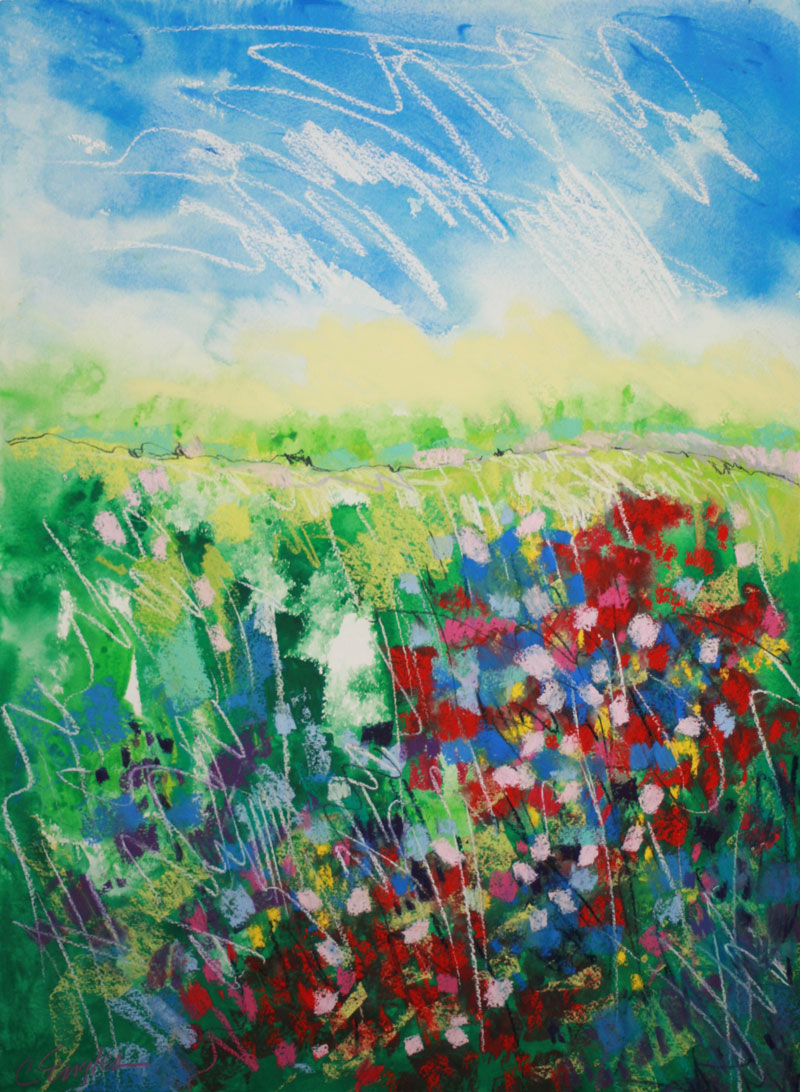 Daily Painters Abstract Gallery: Bright Flower Field, Three, abstract ...