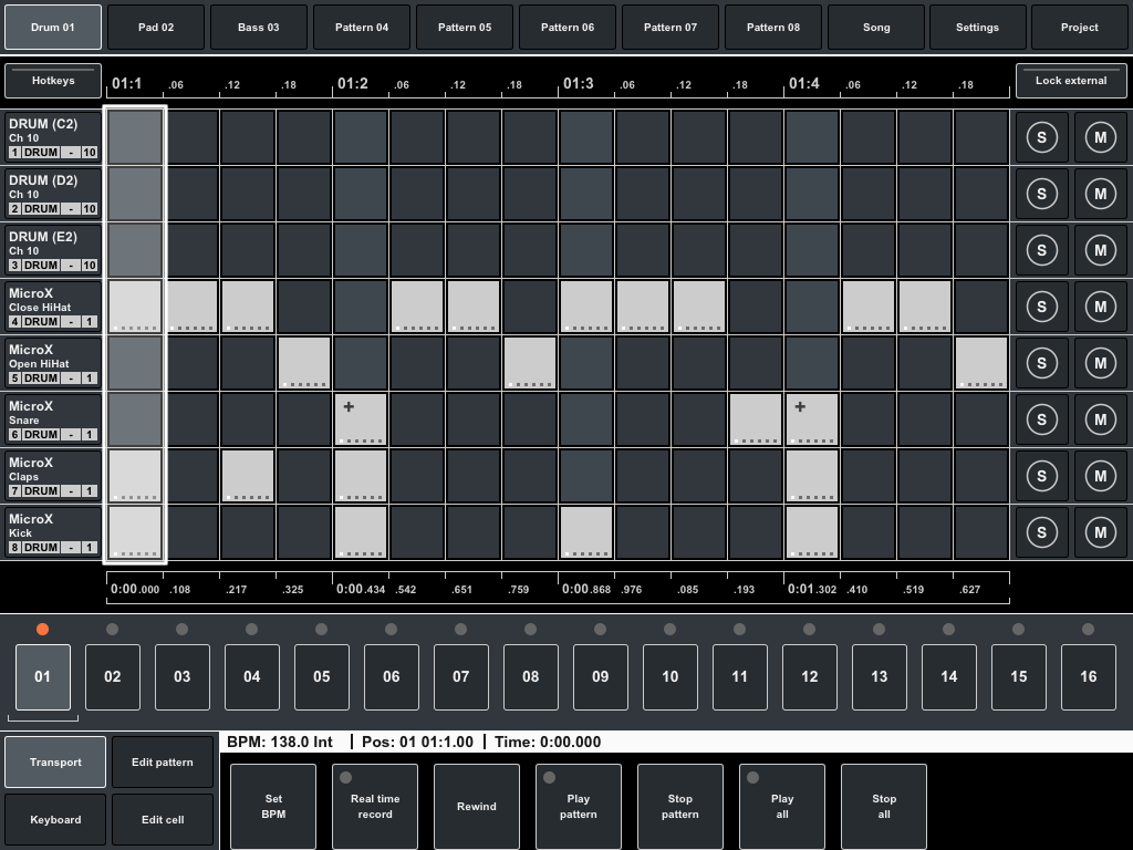 MIDI Pattern Sequencer: MIDI Pattern Sequencer - Manual - Pattern playback and record
