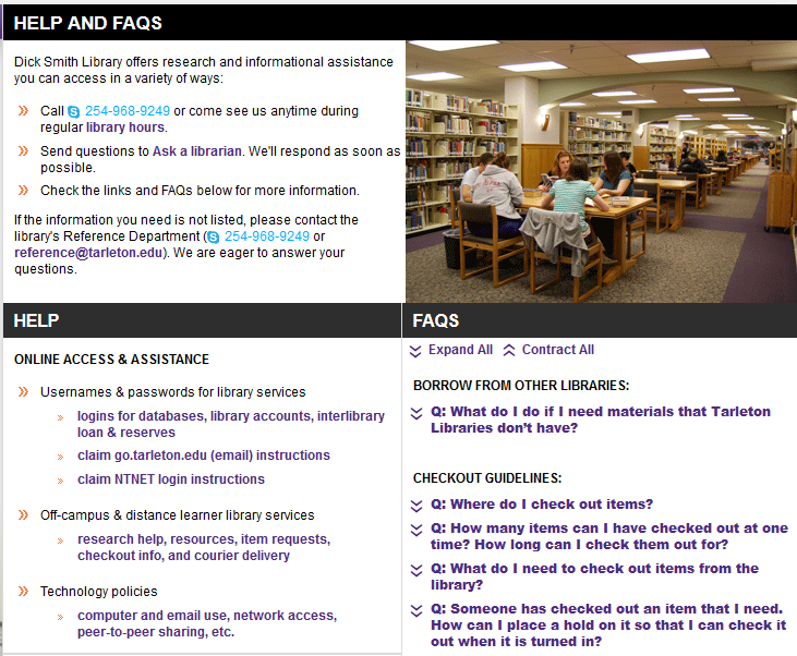 Library Online Lounge - Tarleton Libraries: Brand New FAQs