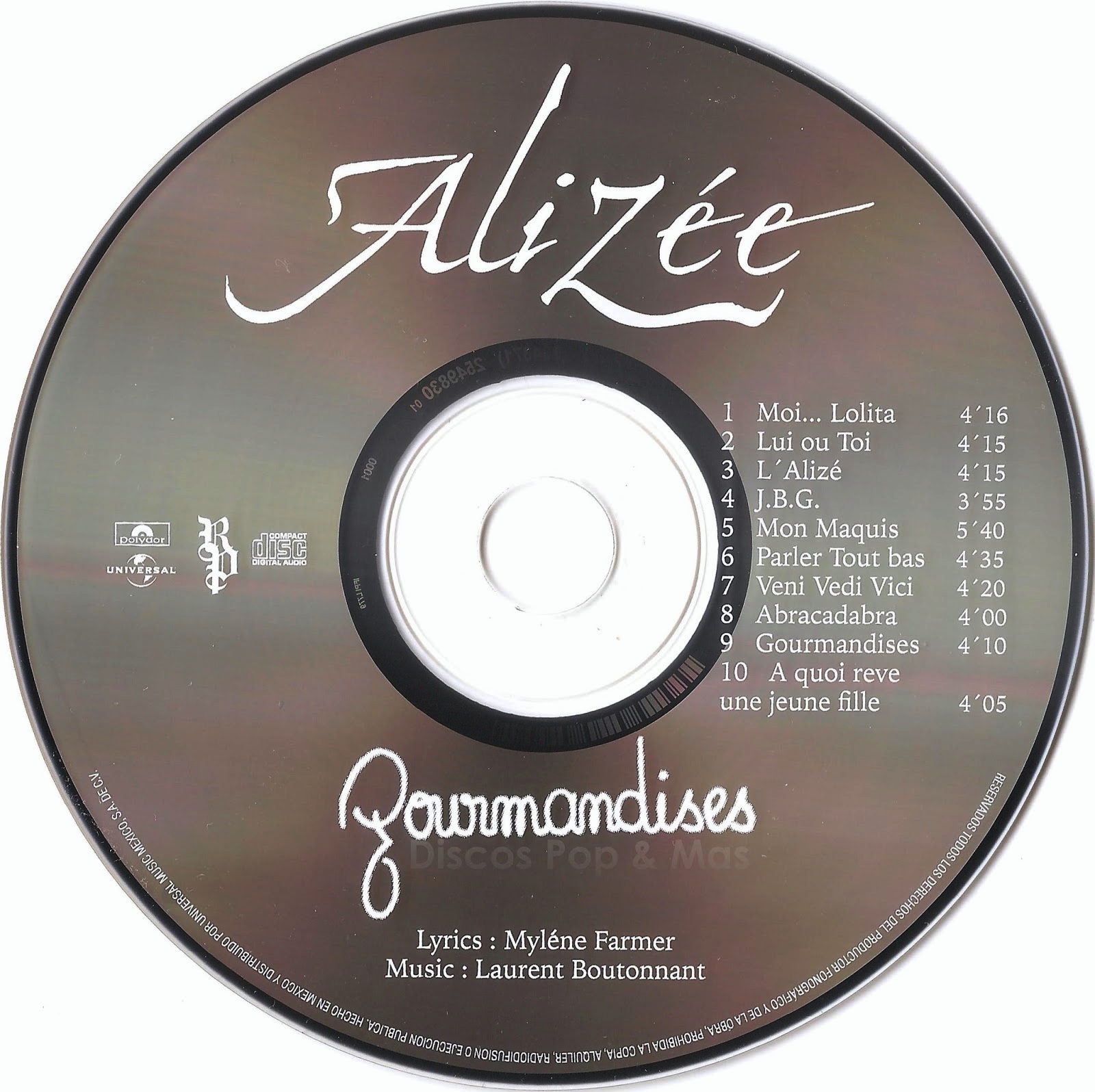 Discos Pop & Mas: Alizée - Gourmandises