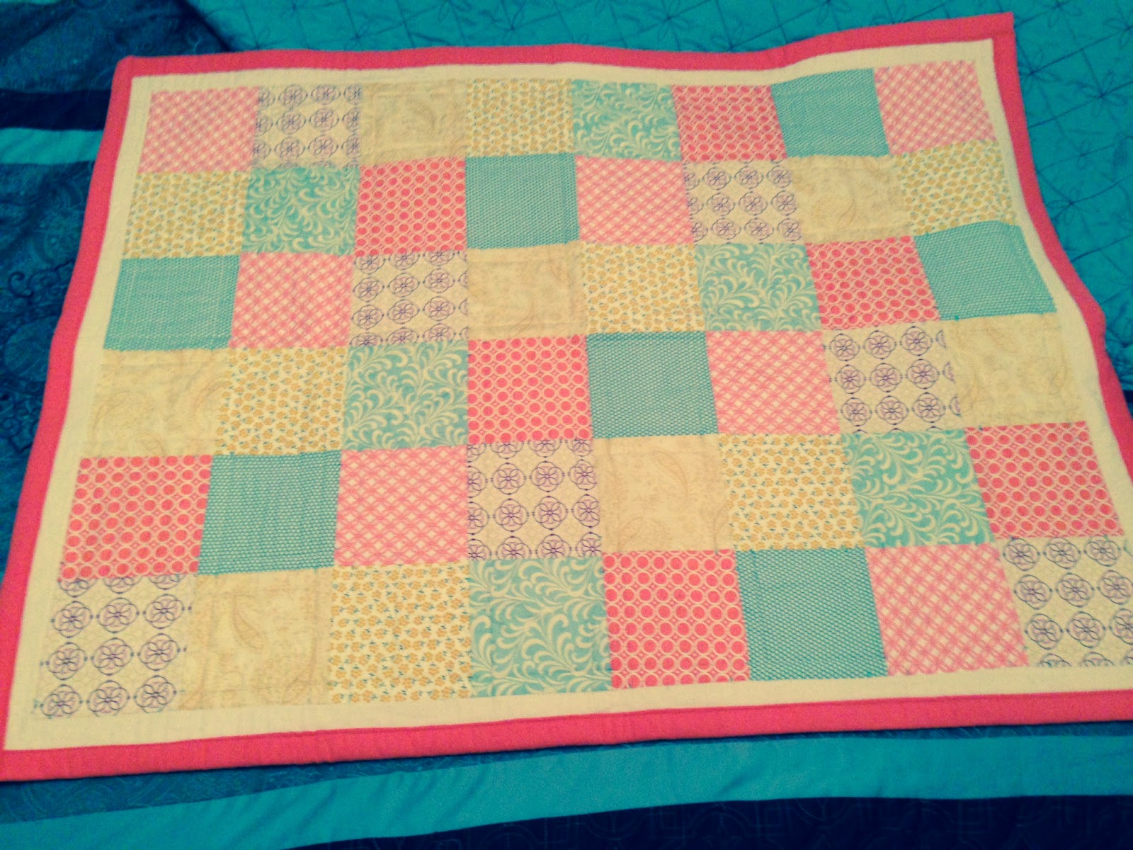 the artist & the pilot: {Pink, Blue and Yellow Pieced Quilt }
