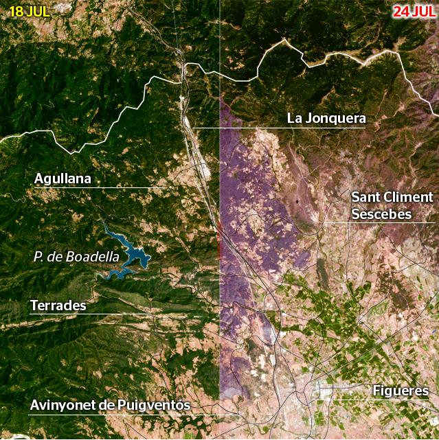Geotics: El incendio de la Jonquera (Catalunya) consumió 14.000 ...