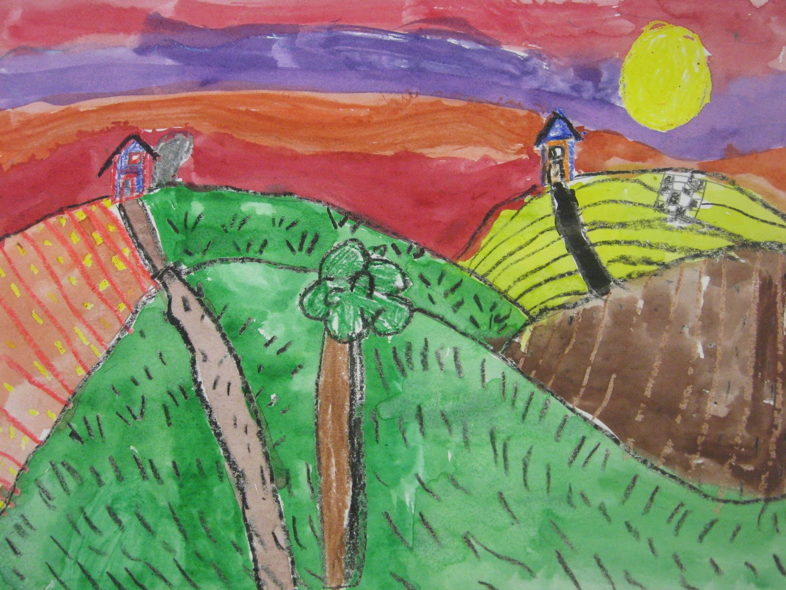 Miss Young's Art Room: 1st Grade Patterned Landscapes