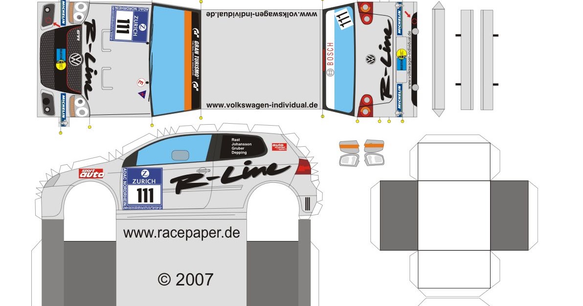 SP. Papel Modelismo: PaperCraft Volkswagen Golf Rally