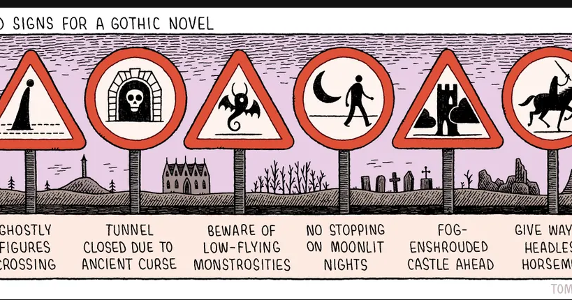Mystery Fanfare: Cartoon of the Day: Roadsigns for a Gothic Novel