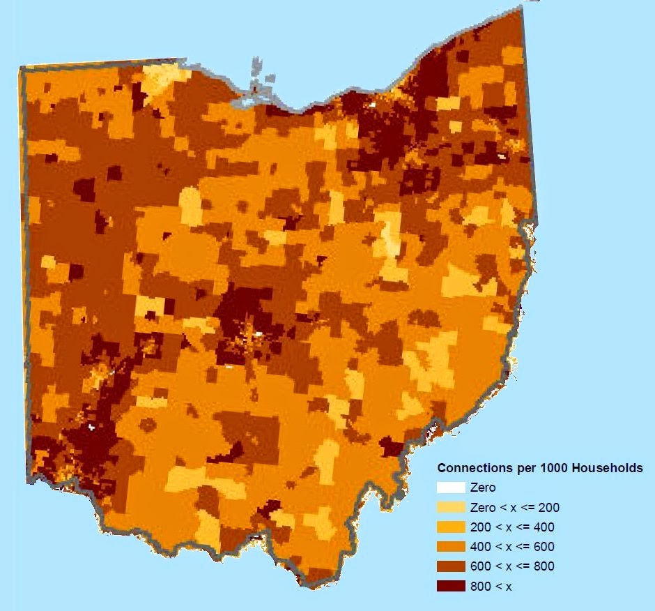 Redistributing the future: New FCC map of household broadband penetration
