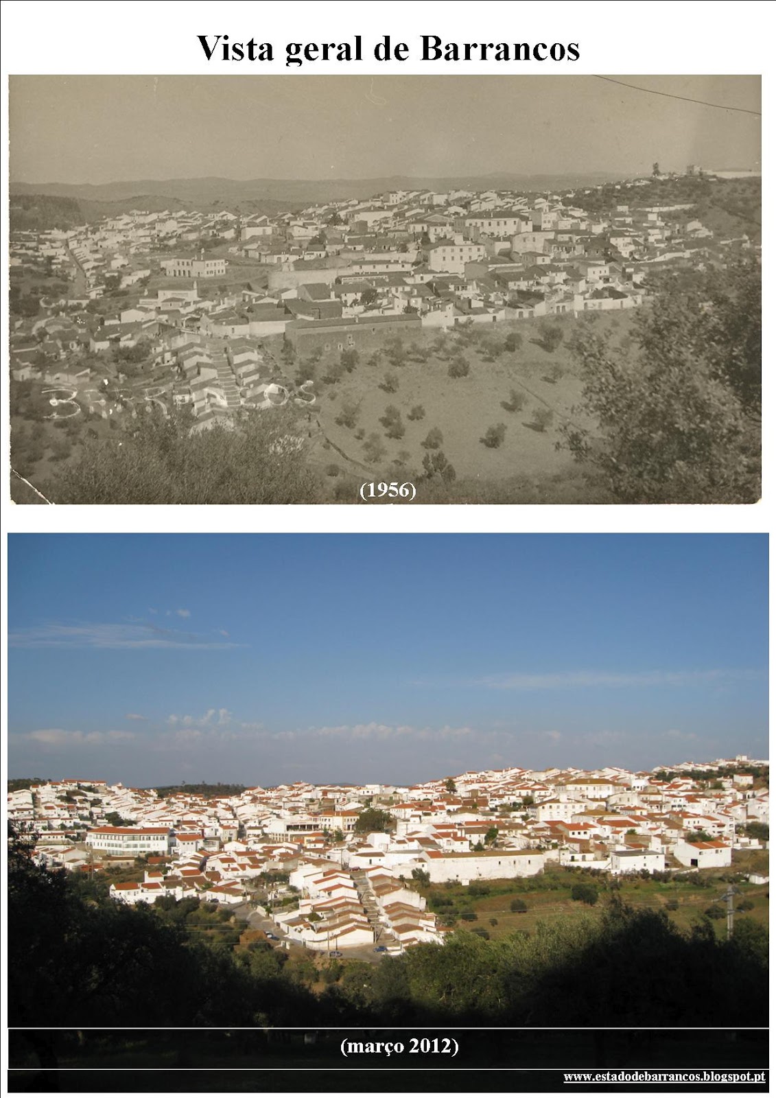 estado de Barrancos: Vista geral de Barrancos - antes e agora