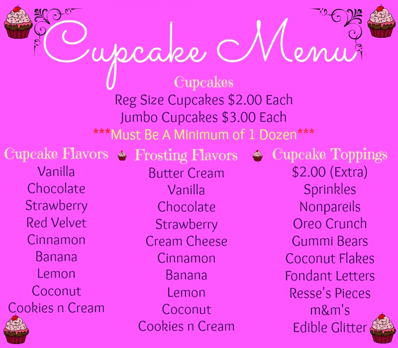 So Yummy Cakes: Cupcake Menu