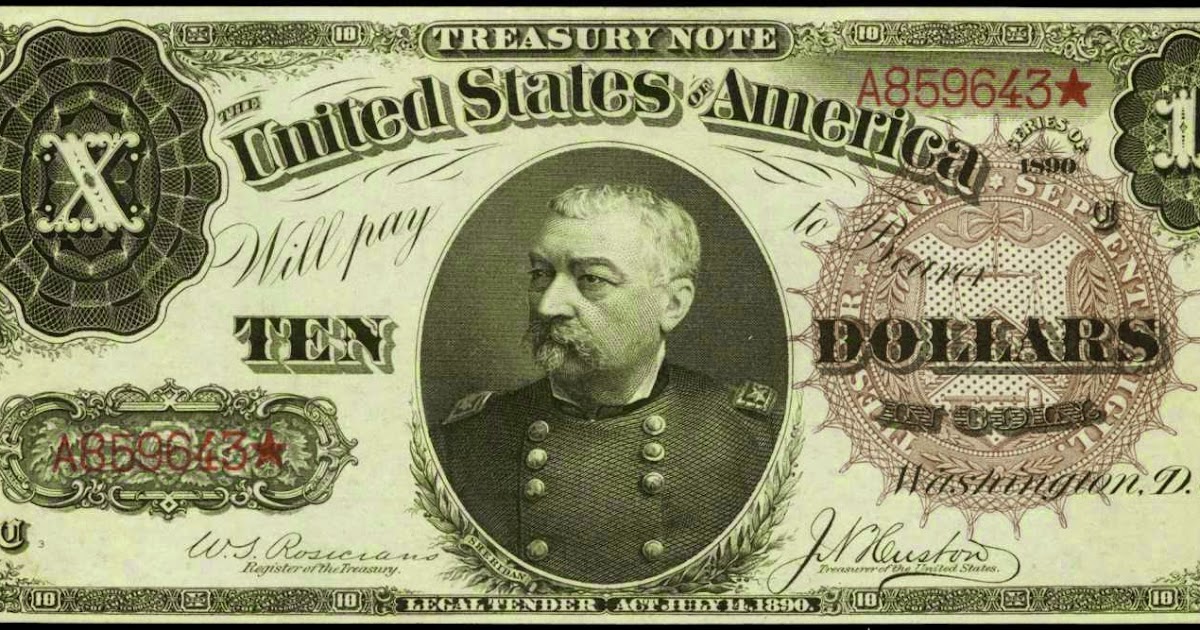 1890 Ten Dollar Treasury or Coin Note|World Banknotes & Coins Pictures ...