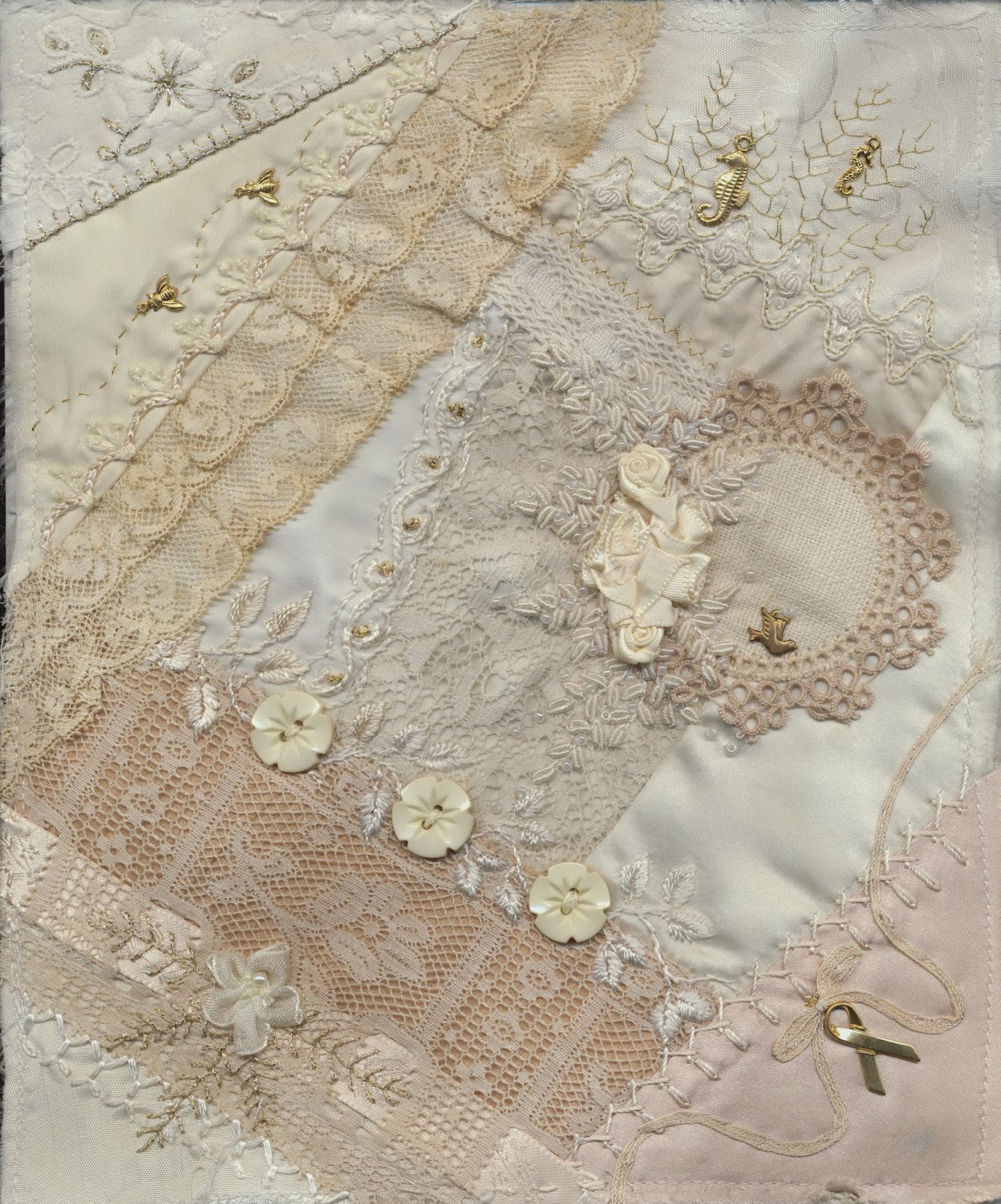 Viv's Crazy Quilting Journey: Cream-on-Cream Quilt Blocks