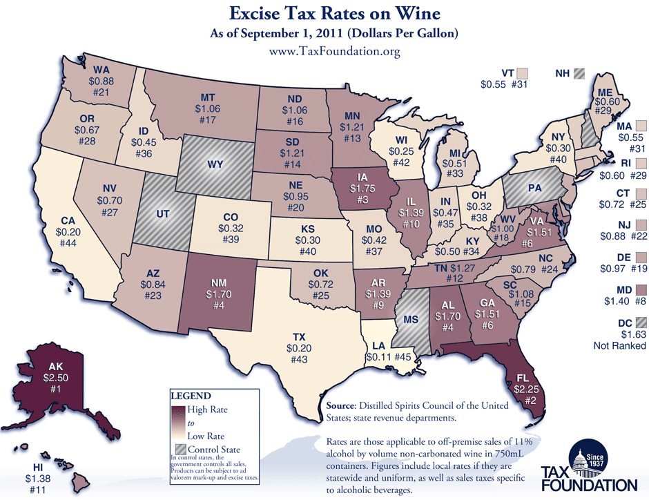 The Gray Report: State-by-state wine tax rates