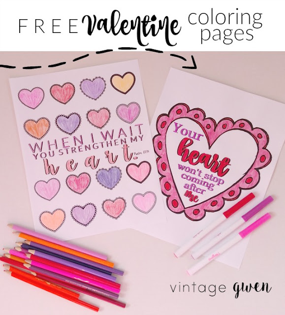 Vintage Gwen: {Freebie} Valentine Coloring Pages