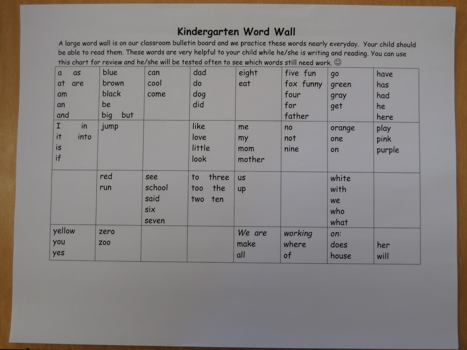 Kindergarten Rocks!: Word Wall