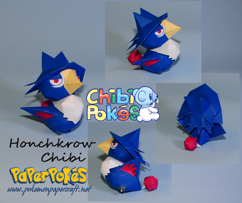 PaperPokés - Pokémon Papercraft: HONCHKROW CHIBI
