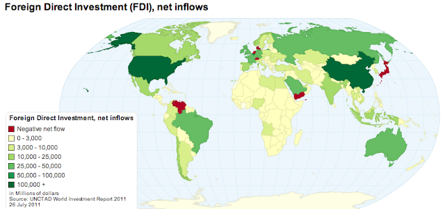 Metanoodle: Investment money flow on a world map