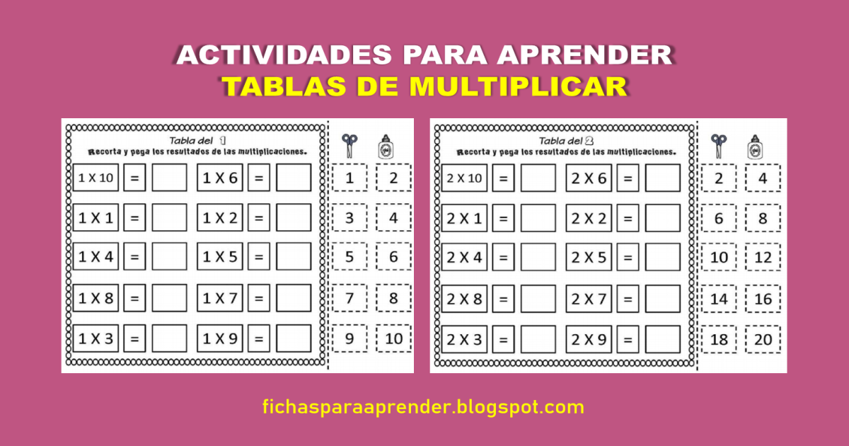 Actividades para aprender las tablas de multiplicar