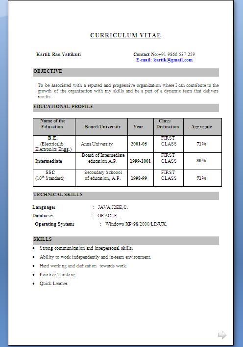 Resume File Format