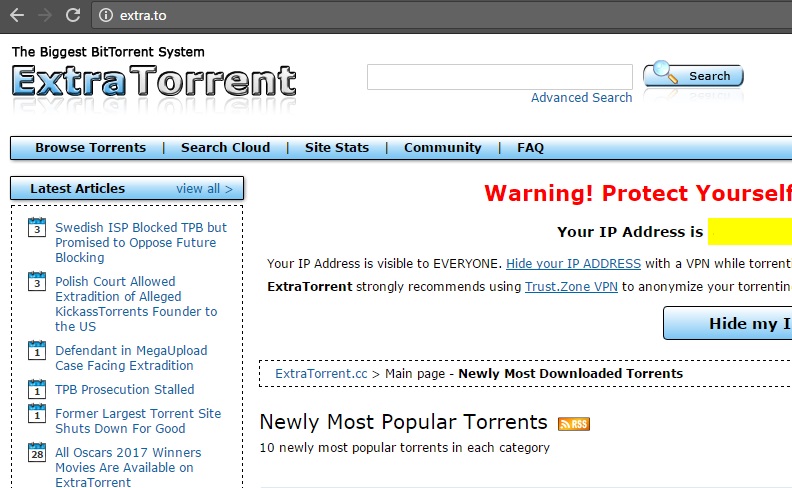 ExtraTorrent perde domínio principal | Aberto até de Madrugada
