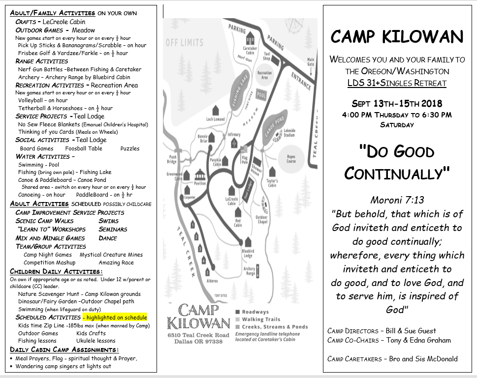 Northwest LDS Single Adults: Camp Kilowan