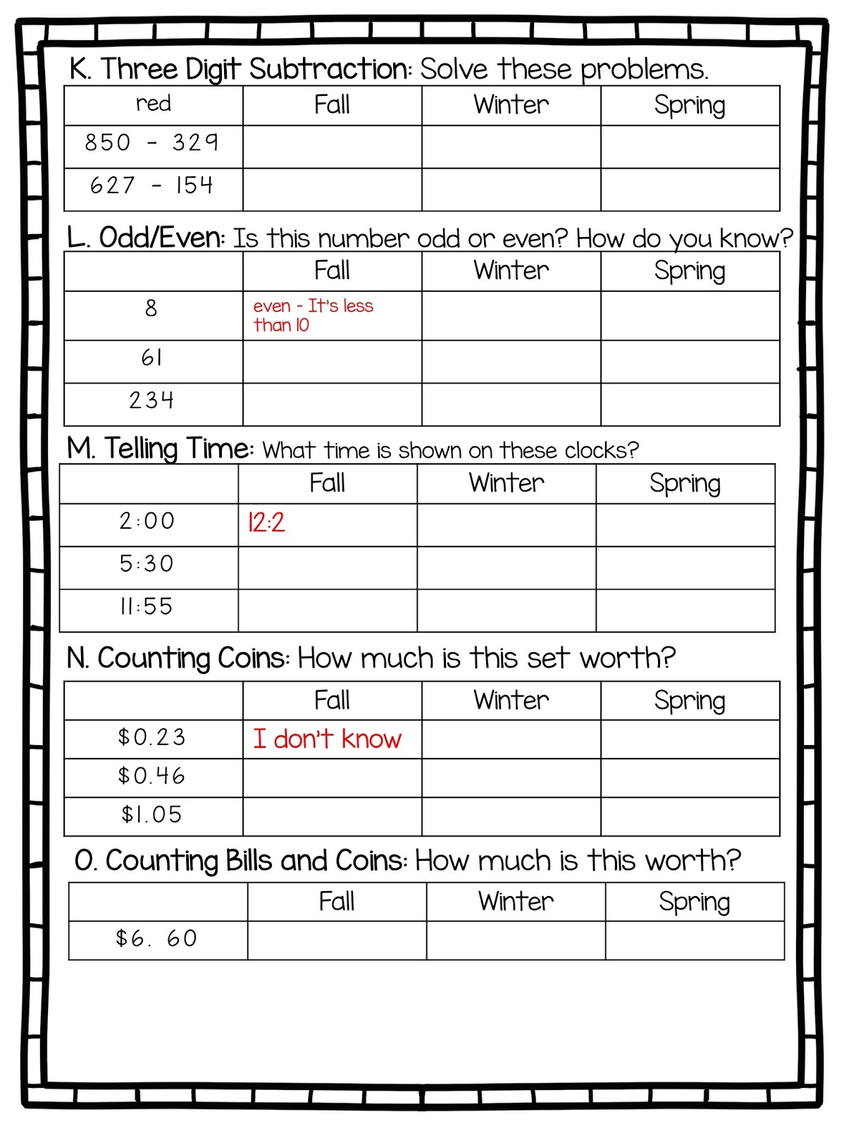 2nd Grade Snickerdoodles: Basic Math Assessment {Free & Editable}