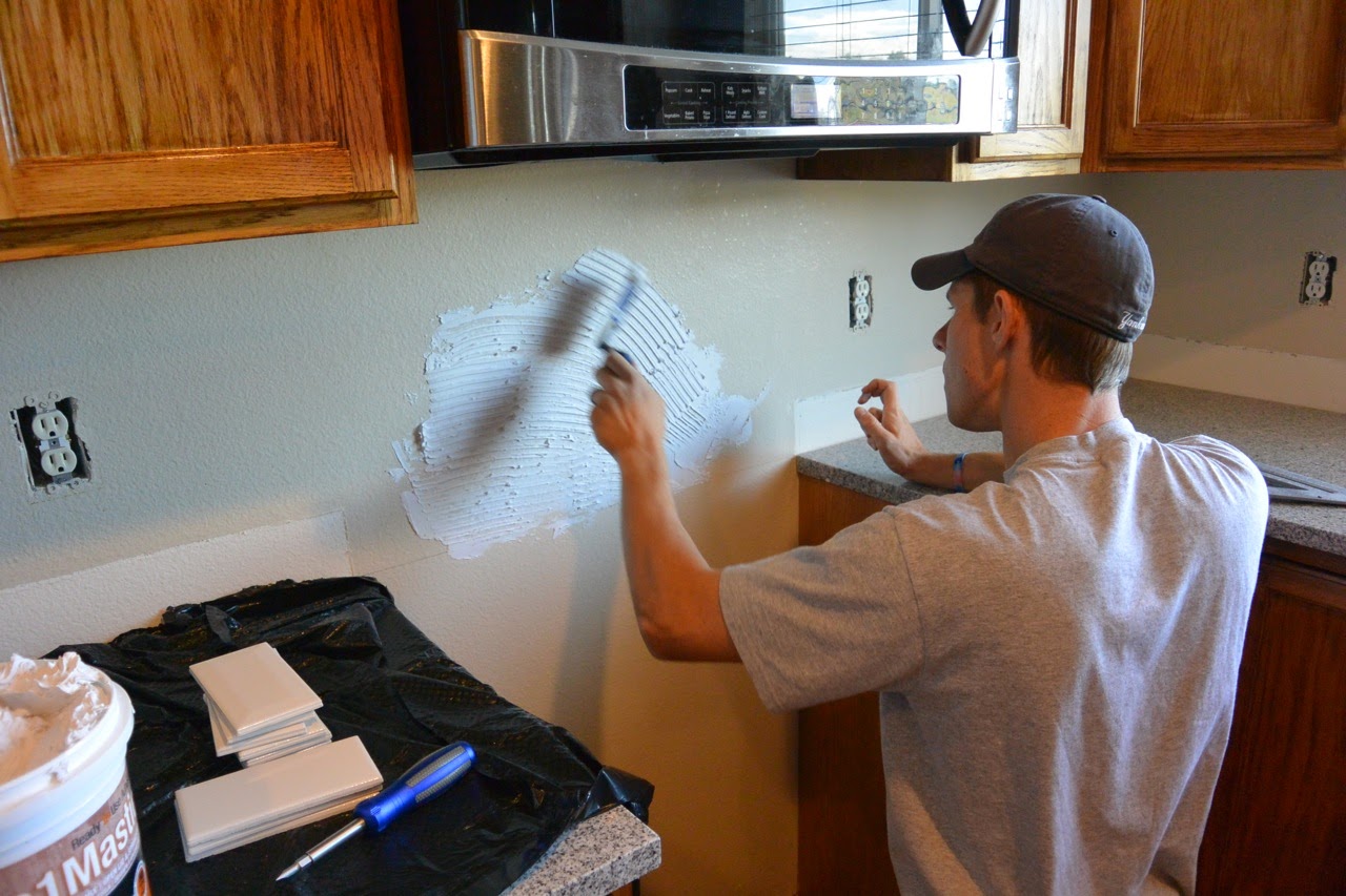 Mixin' Mom: DIY Kitchen Re-Do with Subway Tile Backsplash