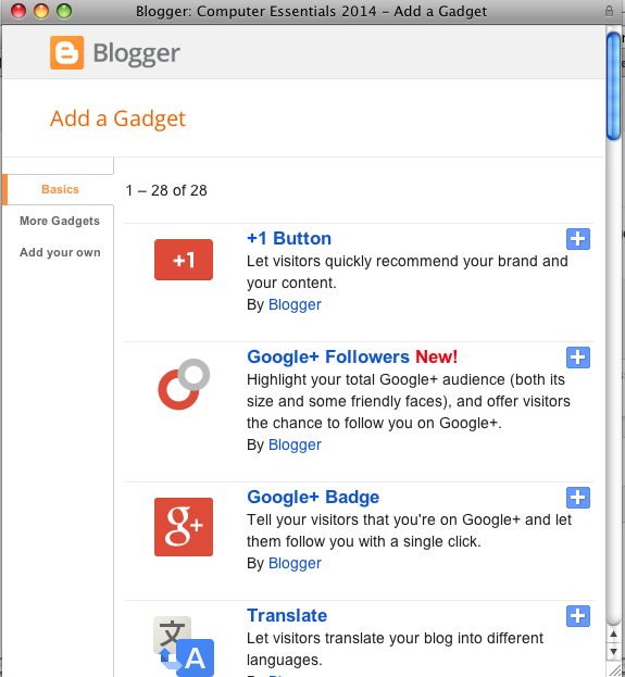 Computer Essentials 2014: Blogger Gadgets
