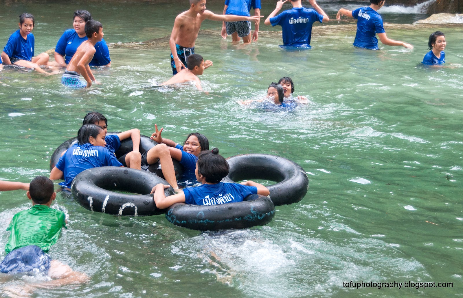 Tofu Photography: Swimming with rubber inner tubes in Thailand