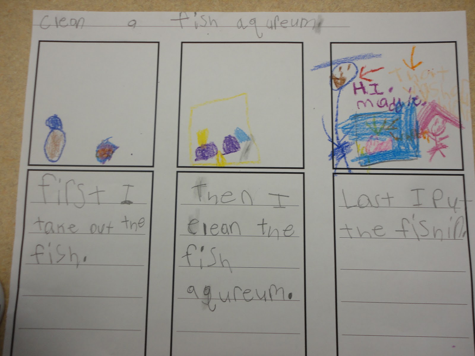A Very Curious Class: Taking Care of a Fish Writing