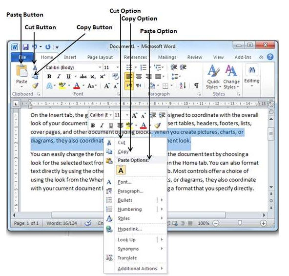 Cara menyalin (Copy), memotong (Cut) dan menempel (paste) di Word 2013