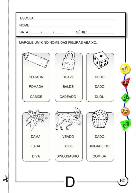Atividades com a Letra D Tracejado letra d, pintar desenhos que começam ...