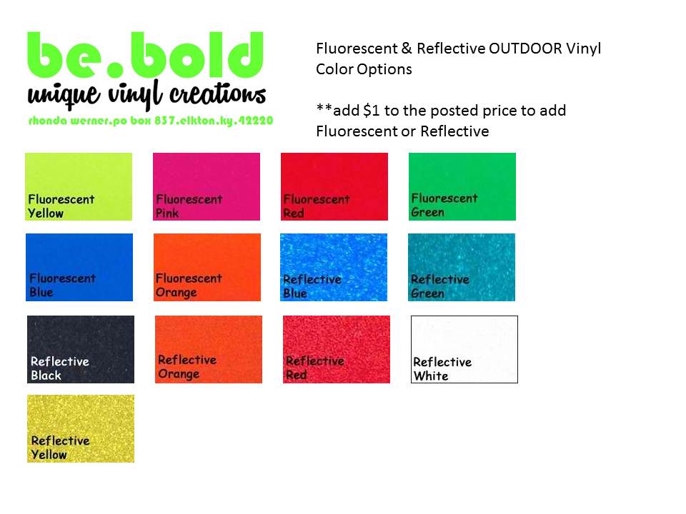 be.bold: Car Decal Vinyl Color Options
