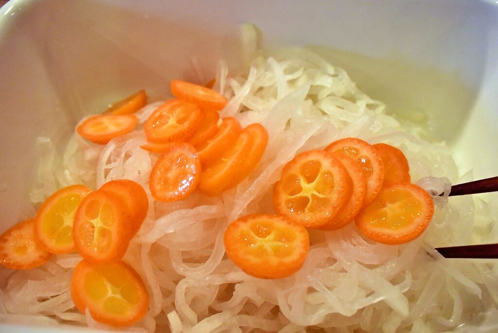 Recipes for Tom: Kinkan namasu / daikon radish and kumquat pickled in ...