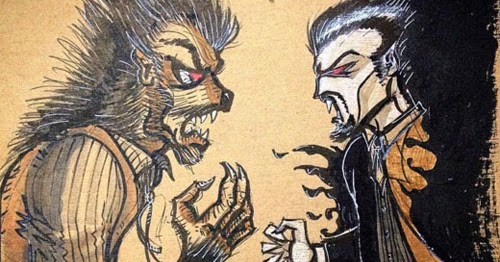 The Wolf versus The Bat - My #PennyDreadful tribute sketch