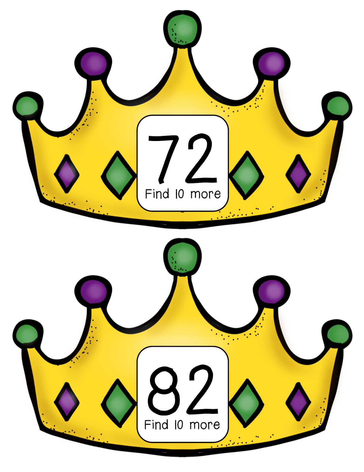 Mardi Gras Madness!!!!!!! Math mini unit on Ten More and Ten Less ...