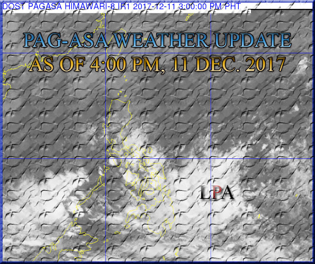 PAG-ASA Weather Update as of 4:00 PM today, 11 December 2017. - PH Trending